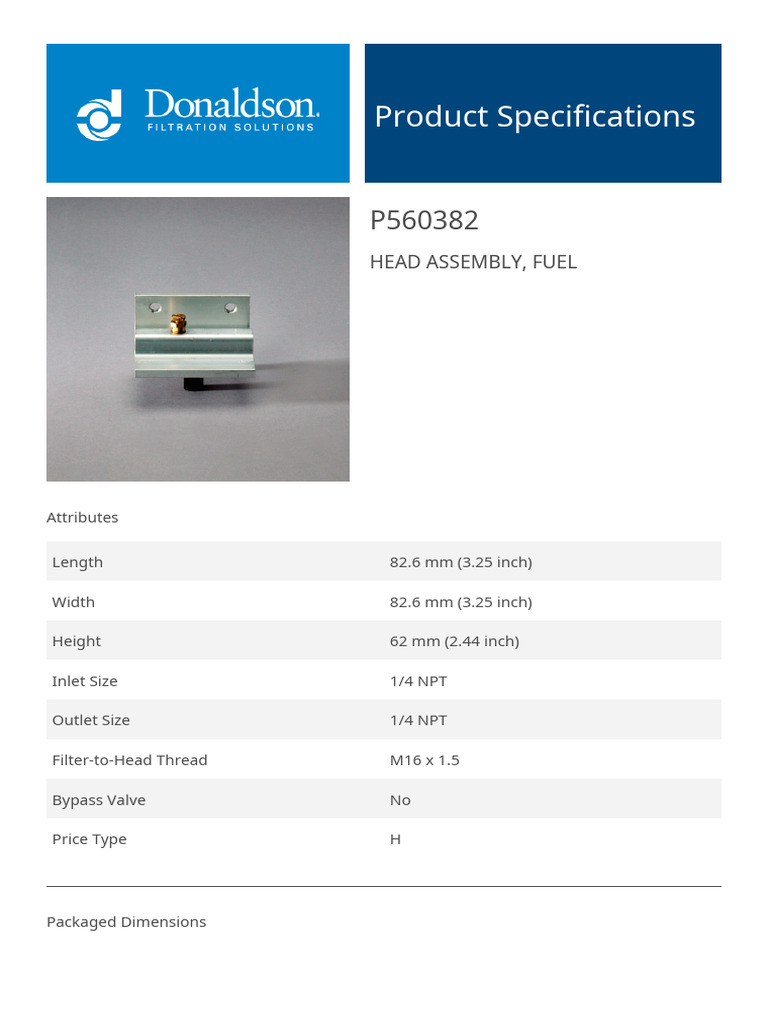 Product Specifications: Head Assembly, Fuel | PDF