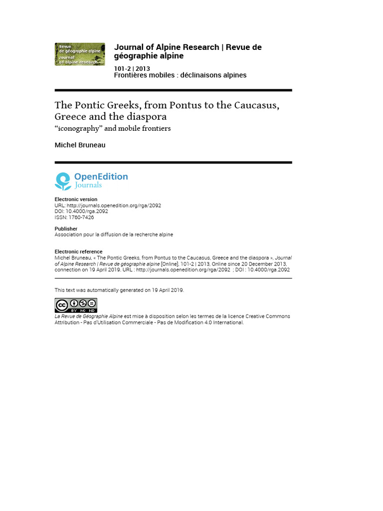 The Pontic Greeks From Pontus to the Cau | PDF | Greeks | Greece