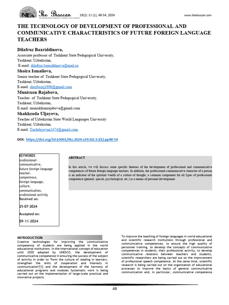 The Technology of Development of Professional and Communicative Characteristics of Future ...