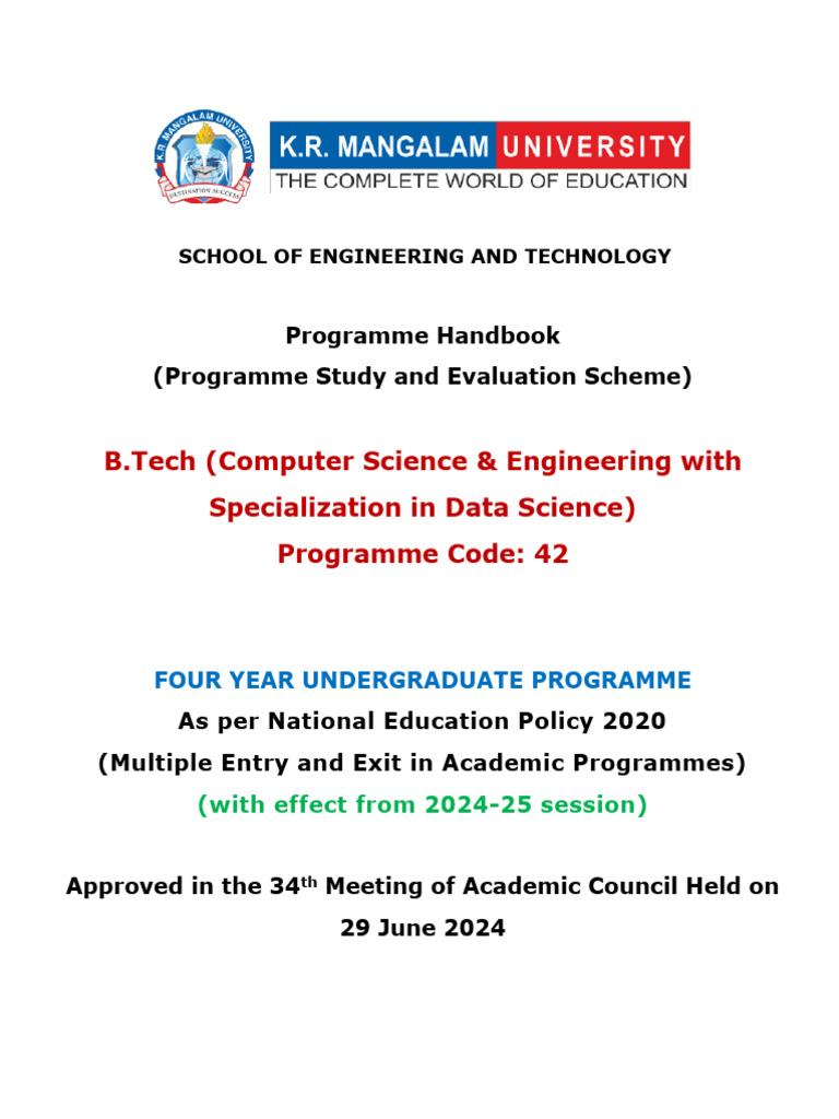 B.tech CSE Data Science | PDF | Educational Assessment | Data Science