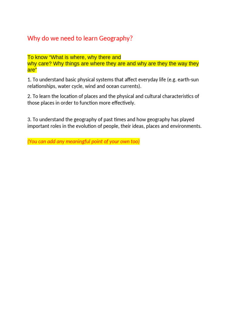 Importance of Learning Geography | PDF