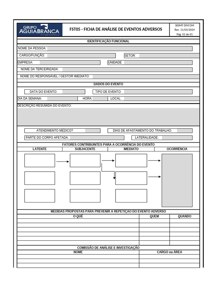 Fst02 Ficha de Análise de Eventos Adversos (Rev. 11.03.2024) | PDF | Vestir-se
