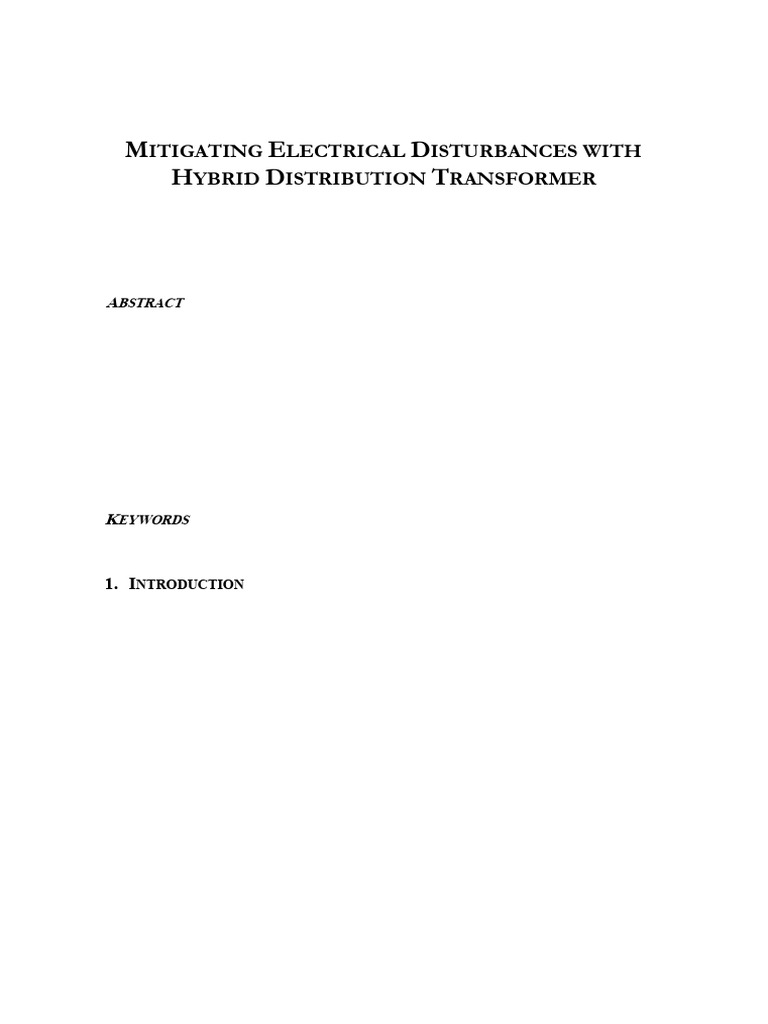 Mitigating Electrical Disturbances With Hybrid Distribution Transformer Pdf Rectifier