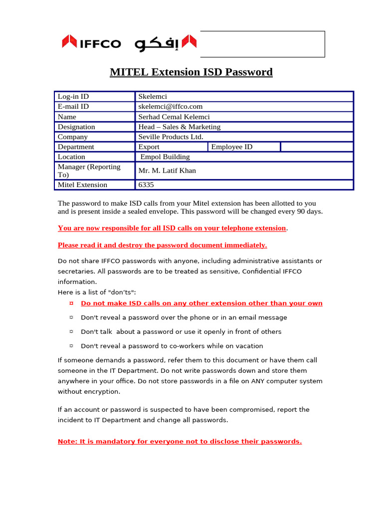 form for calls | PDF