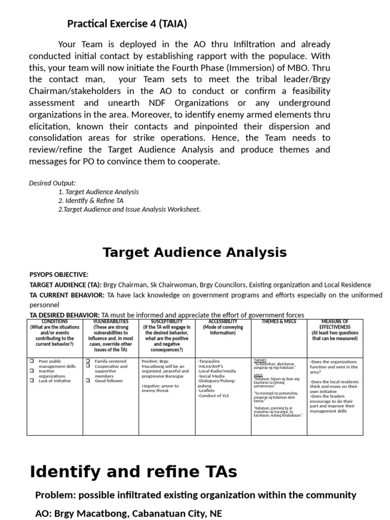 Practical Exercise 4 (TAIA Analysis) | PDF | Psychological Concepts | Psychology