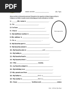 Personal Information Worksheet for Students | PDF