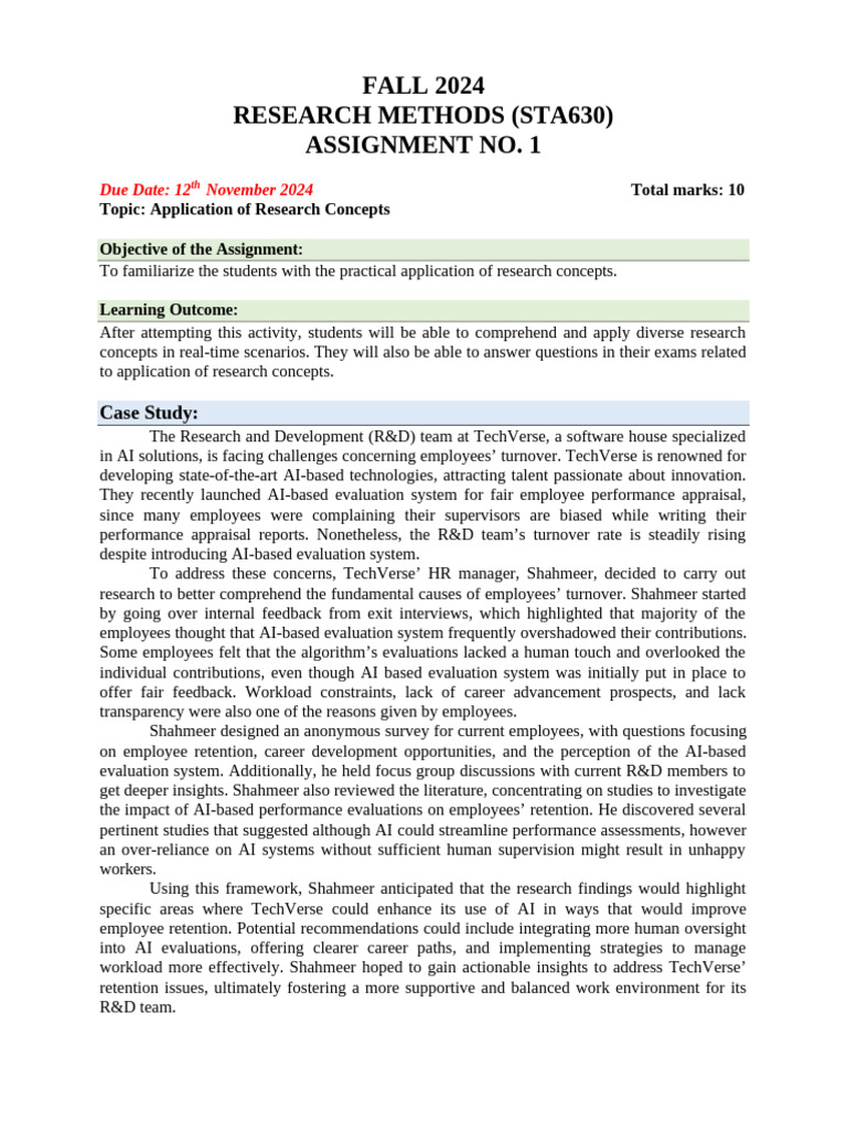 STA 630 assignment 1 | PDF | Employee Retention | Focus Group