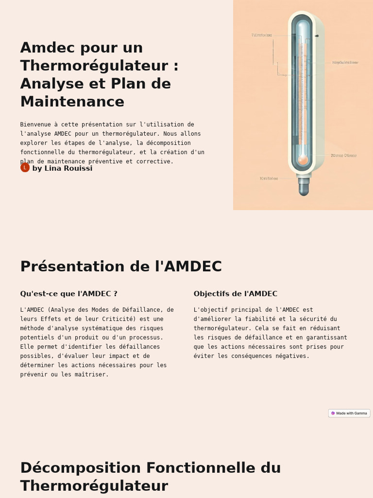 Amdec Pour Un Thermoregulateur Analyse Et Plan de Maintenance | PDF