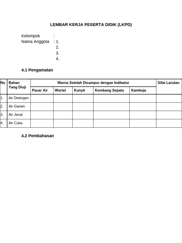 Lembar Kerja Peserta Didik (LKPD) | PDF