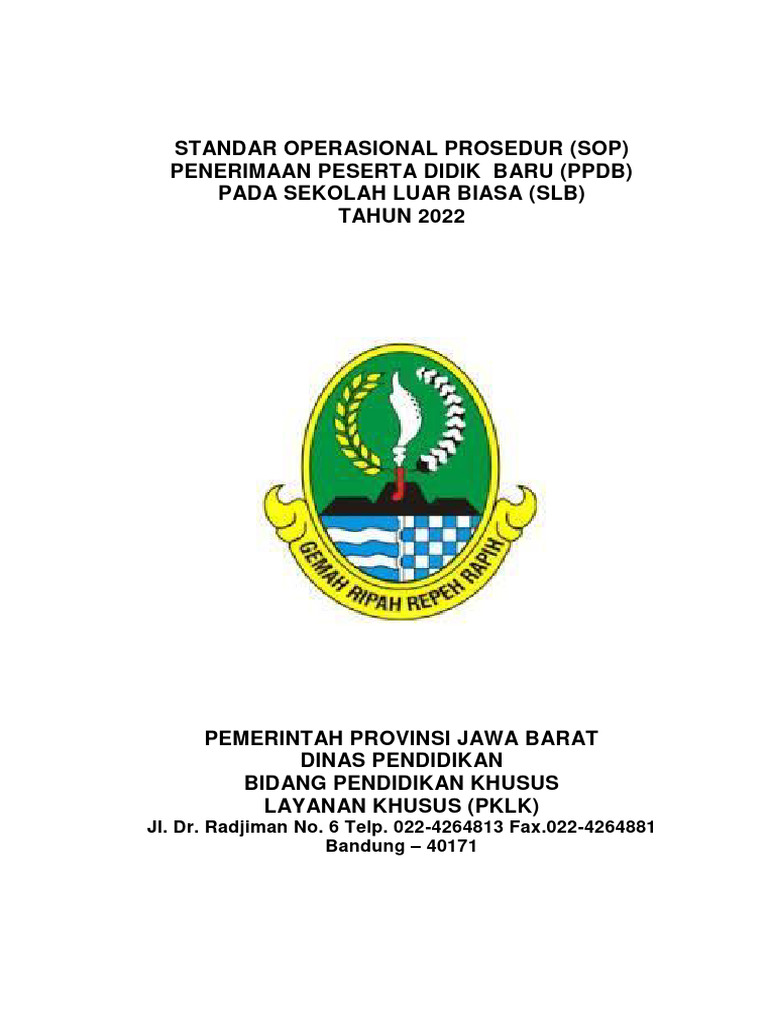 Sop PPDB SLB Disdik Jabar Tahun | PDF