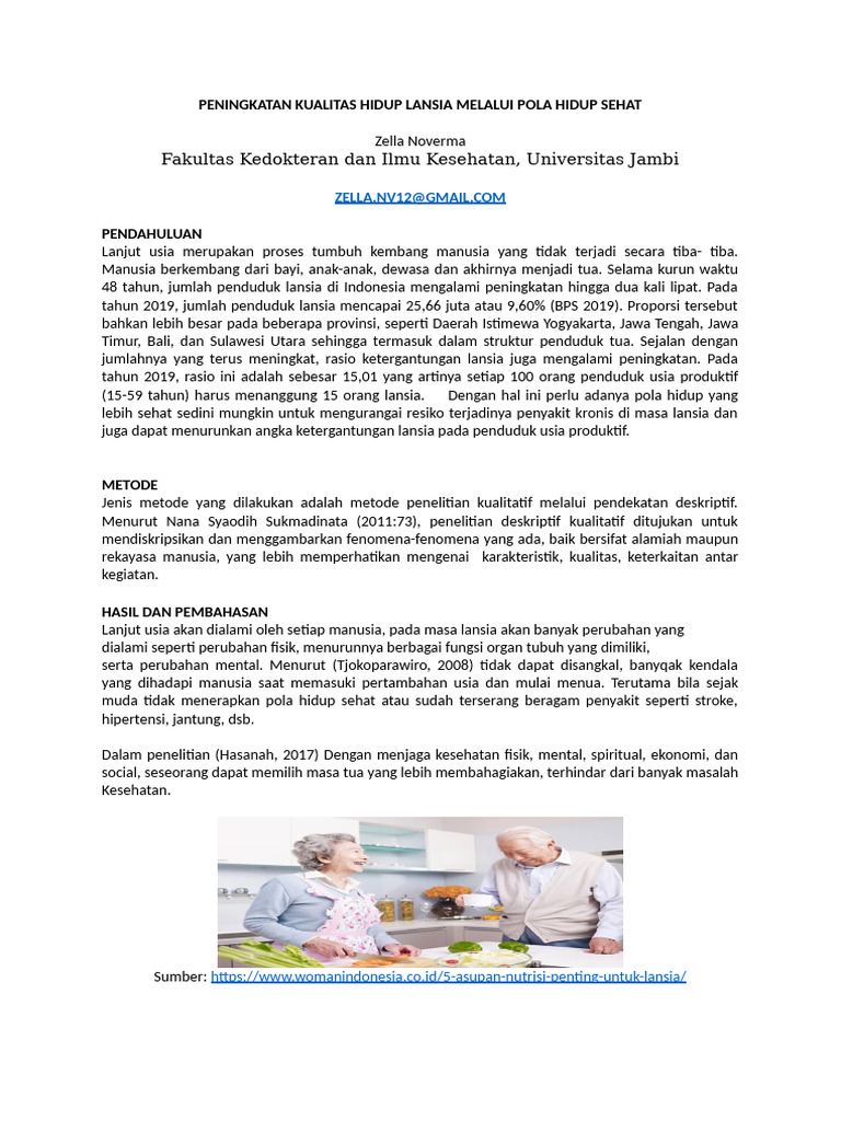 PENINGKATAN KUALITAS HIDUP LANSIA MELALUI POLA HIDUP SEHAT | PDF