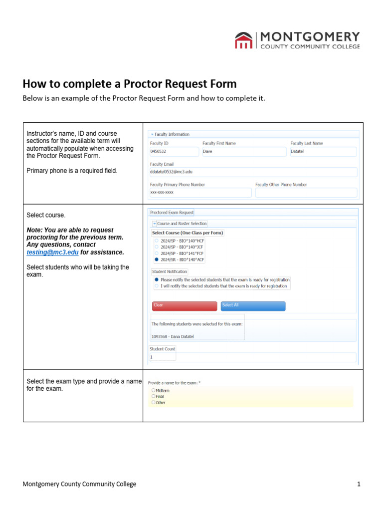 Sample Proctor Request Form | PDF