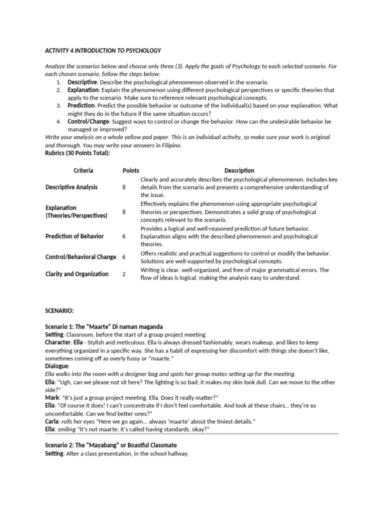 ACTIVITY-3-INTRODUCTION-TO-PSYCHOLOGY-Goals-of-Psychology | PDF ...