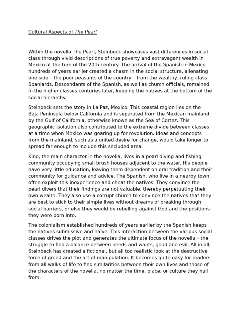 Cultural Aspects of The Pearl | PDF