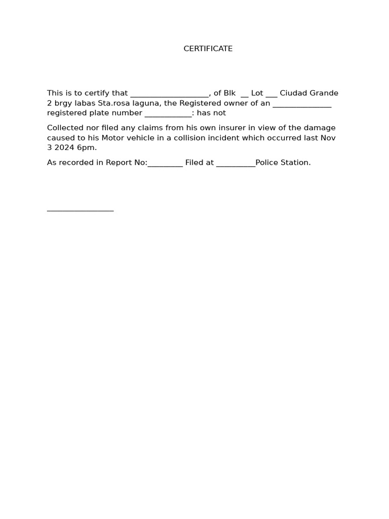 Cert of No Claim | PDF