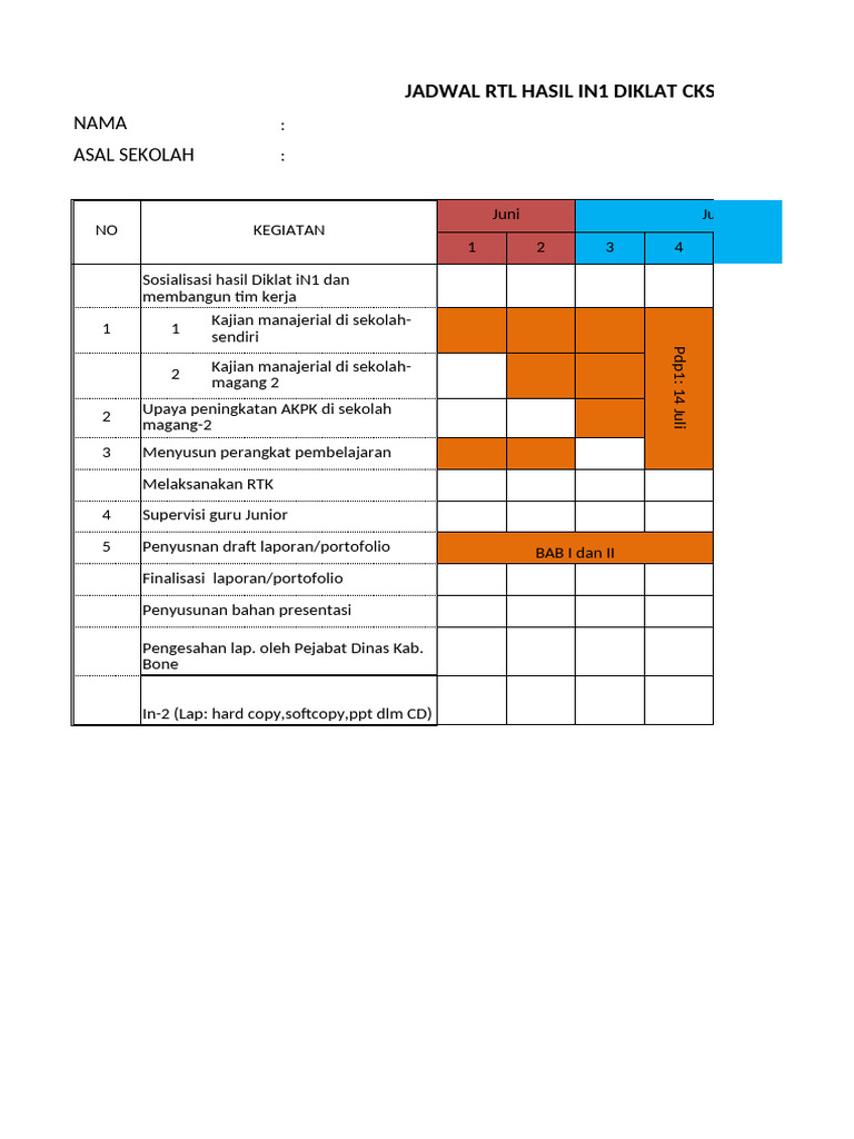 Contoh Jadwal RTL | PDF