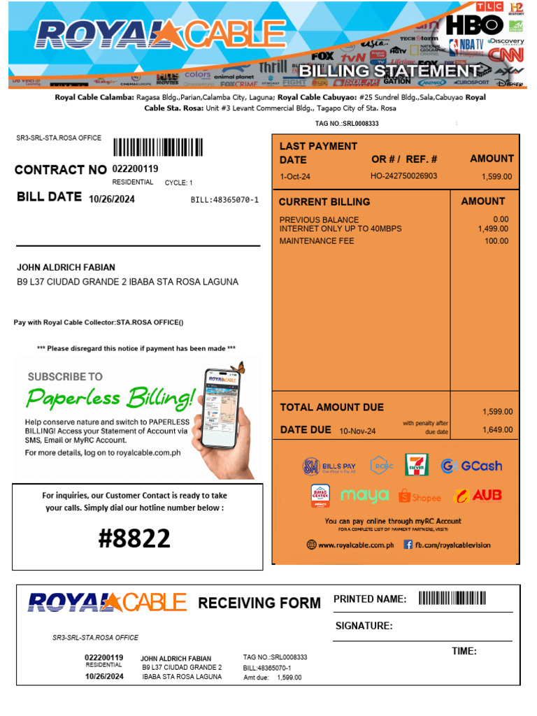 Royal bill-preview | PDF | Payments | Service Industries