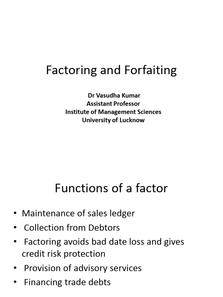Factoring and Forfaiting | PDF | Factoring (Finance) | Credit