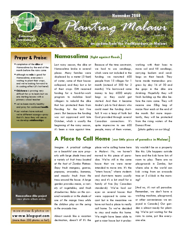 Planting Malawi - November Newsletter | PDF | Jesus | Nature