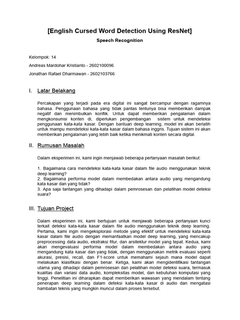 Kelompok 14 - English Cursed Word Detection Using ResNet | PDF