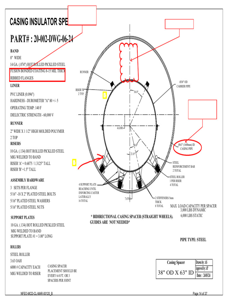 Casing Spacer Dwg | PDF | Pipe (Fluid Conveyance) | Rolling (Metalworking)