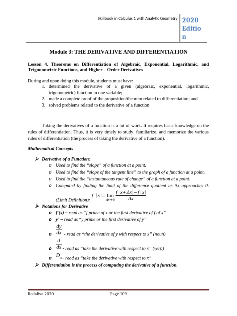 ion-of-Algebraic-Functions-and-Higher-Order-Derivatives | PDF ...