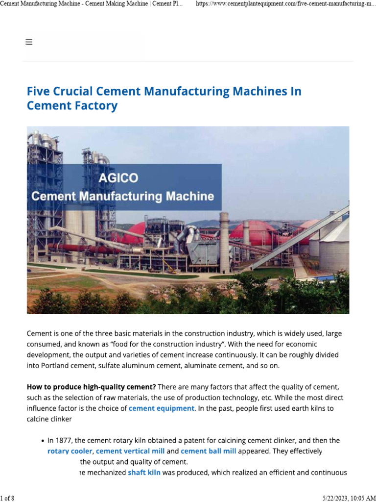 Cement Manufacturing Machine - Cement Making Machine - Cement Plant ...