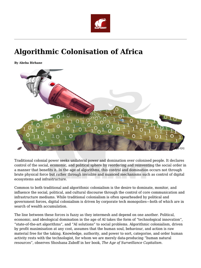 Algorithmic Colonisation of Africa | PDF | Microfinance | Artificial ...