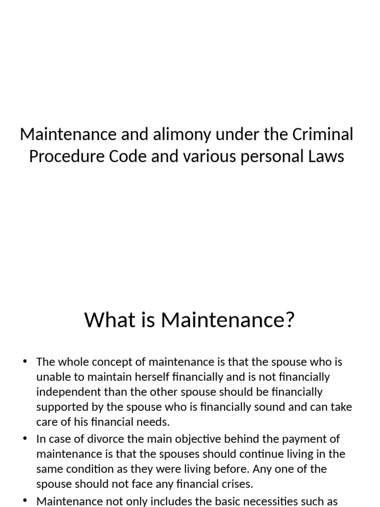 Maintainance and Alimony | PDF | Alimony | Marriage