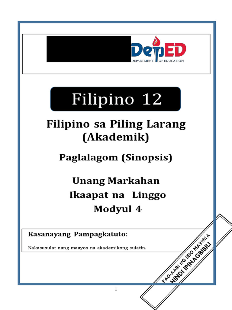 FILIPINO 12 - Q1 - Mod4 - Akademik | PDF