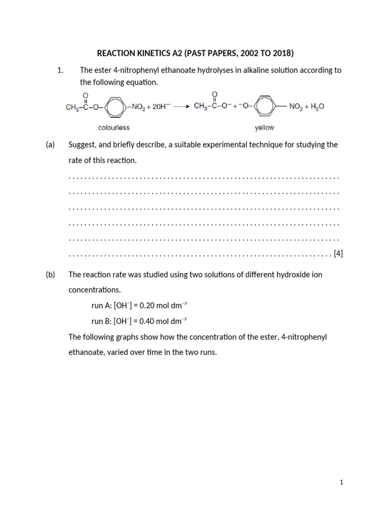 KINETICS A2 past papers | PDF | Reaction Rate | Cyanide