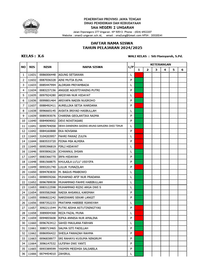 Rekap Nilai Fisika Kelas X | PDF