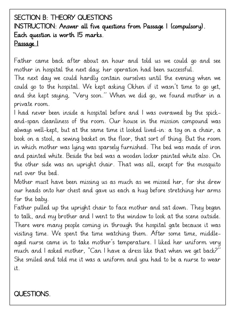 Term1 Year 7 English Language Exam Section B Theory Section | PDF