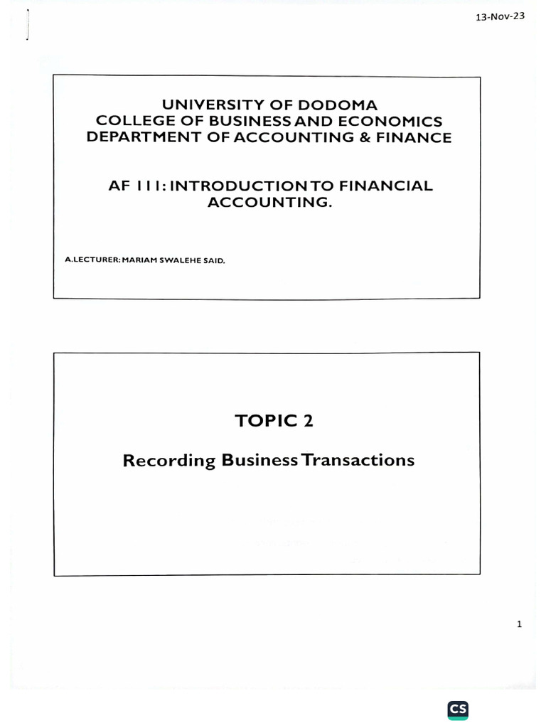 Introduction To Financial Accounting | PDF
