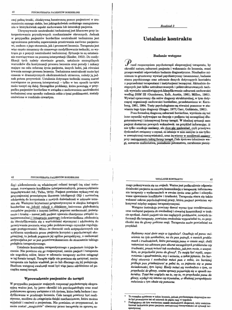Kernberg - Psychodynamiczna Terapia Pacjentów Borderline, Rozdz. 3, 4 ...