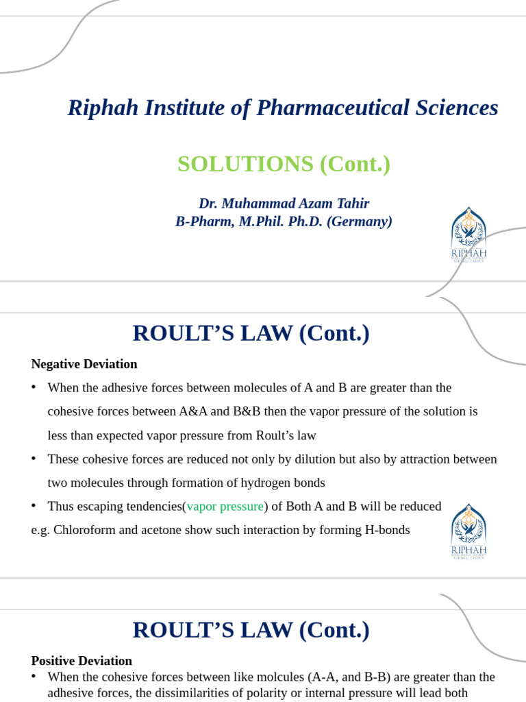Solutions 4 Roult's Law & Real and Nonreal Solutions | PDF | Solvent ...