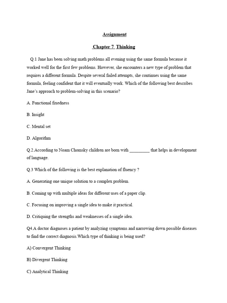 Thinking assignment -1 | PDF | Thought | Creativity