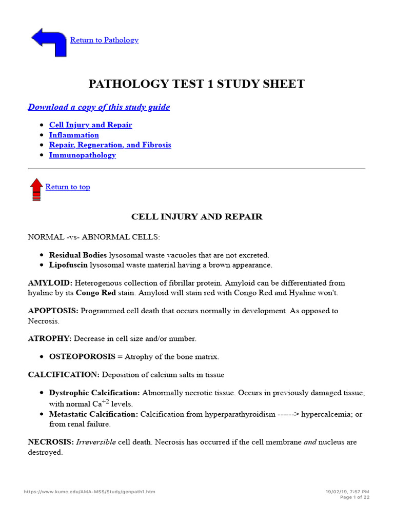 General Pathology - Test #1 | PDF | Granulocyte | Wound Healing