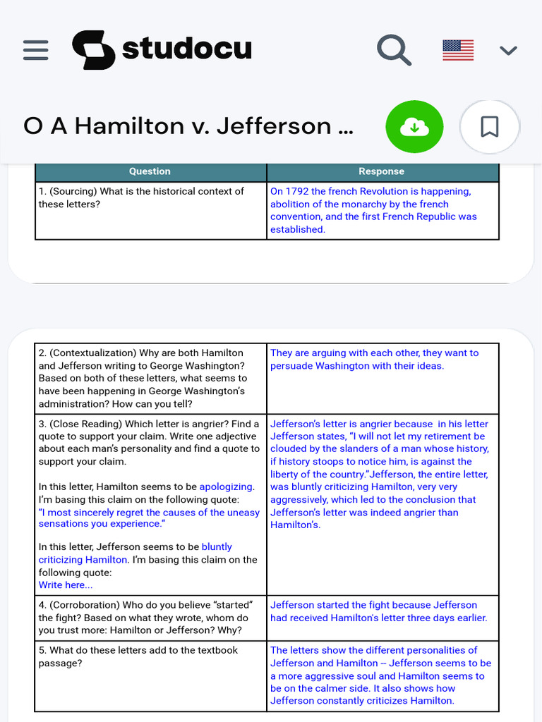 O A Hamilton v. Jefferson Shared - ? Learning Target I Can Explain The ...