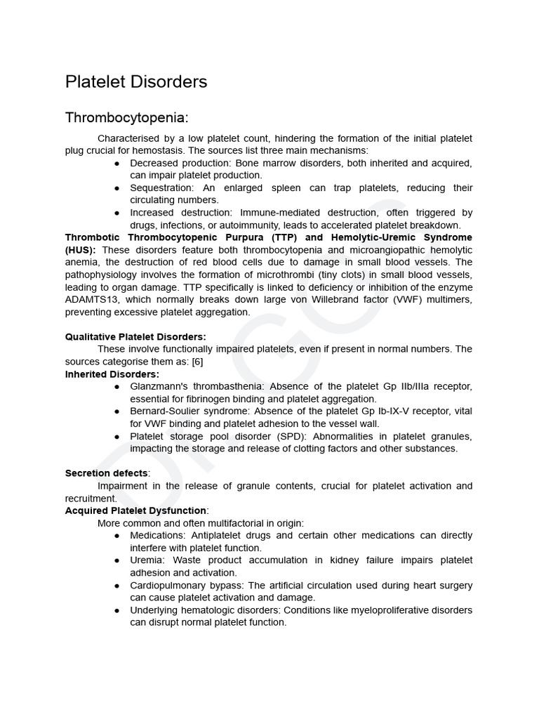 Hemostasis Disorders | PDF | Platelet | Coagulation