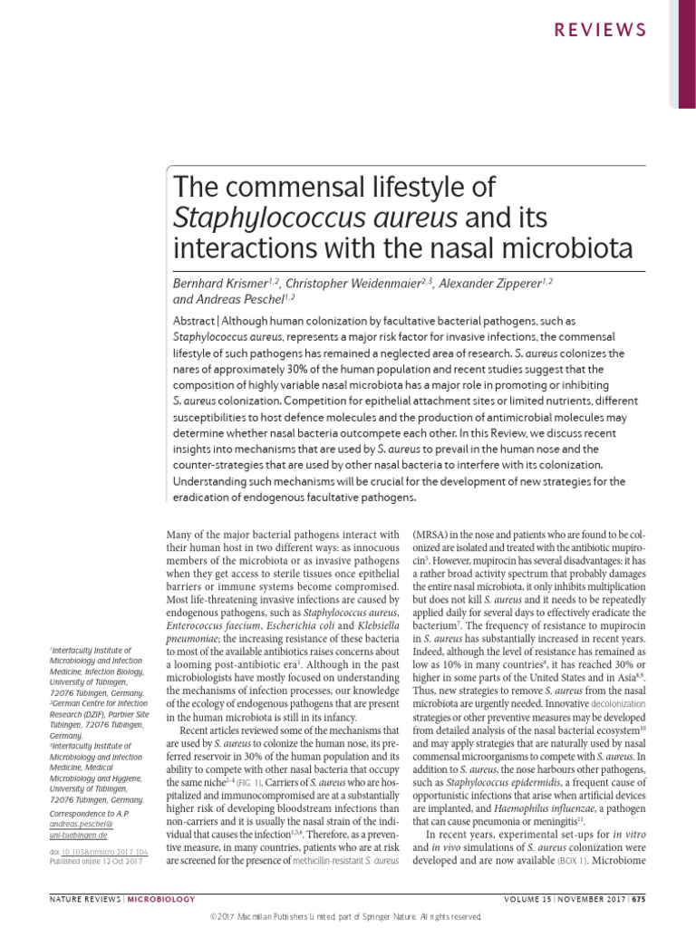 Staphylococcus aureus in Nasal Microbiota | PDF | Staphylococcus Aureus ...