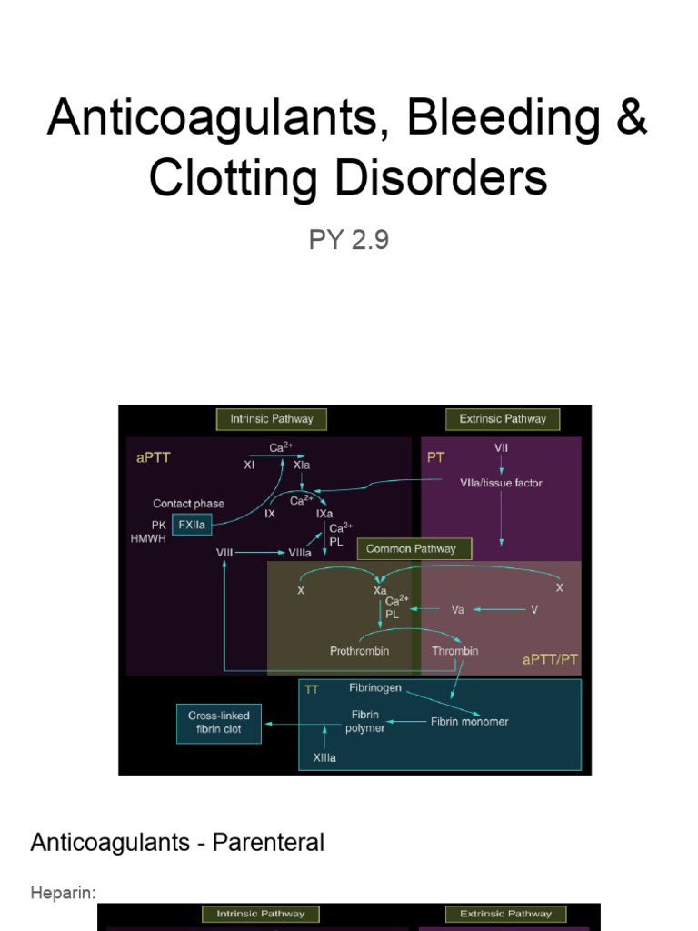 Anticoagulants, Bleeding & Clotting Disorders-1 | PDF