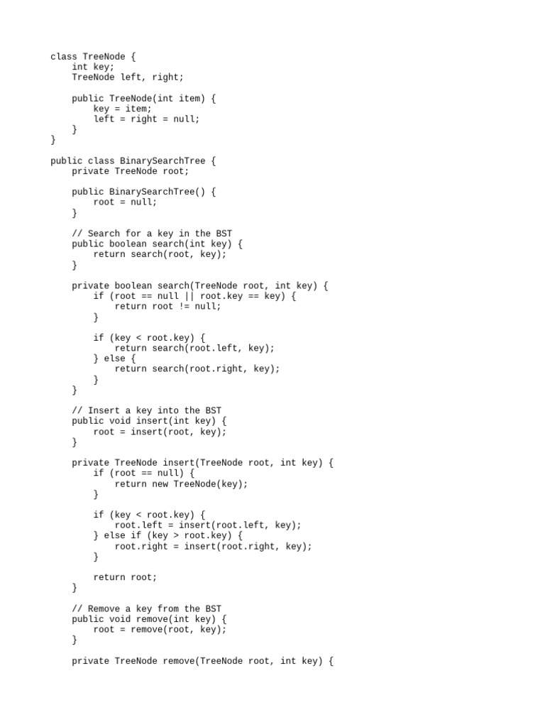 Binary Search Tree Implementation in Java | PDF