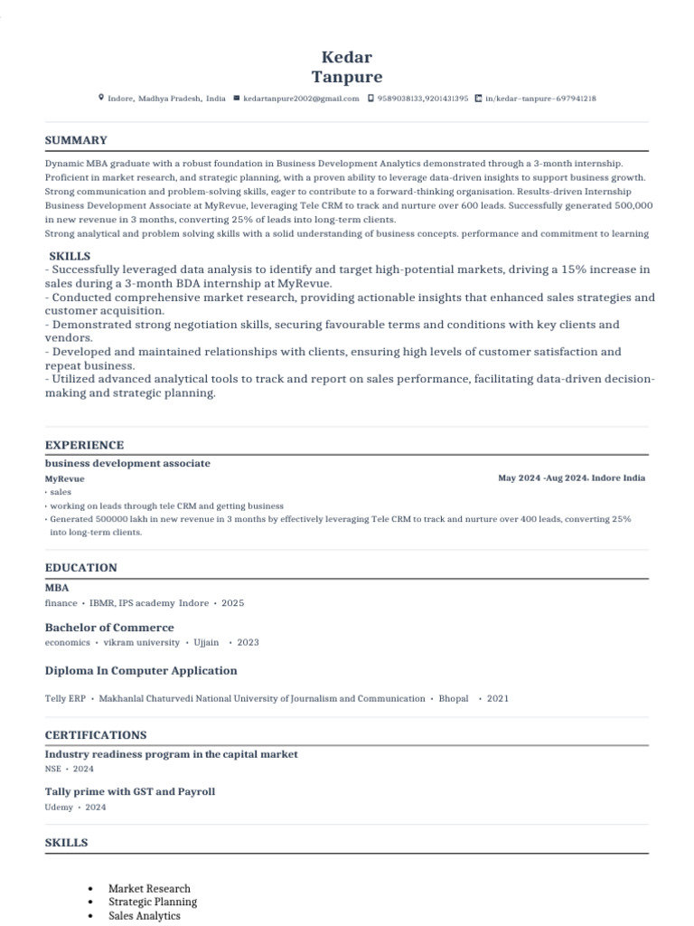 kedar resume | PDF | Customer Relationship Management | Analytics