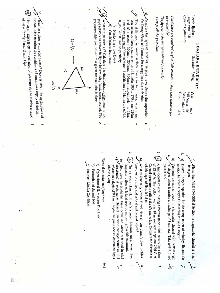 Hydraulics QBank | PDF