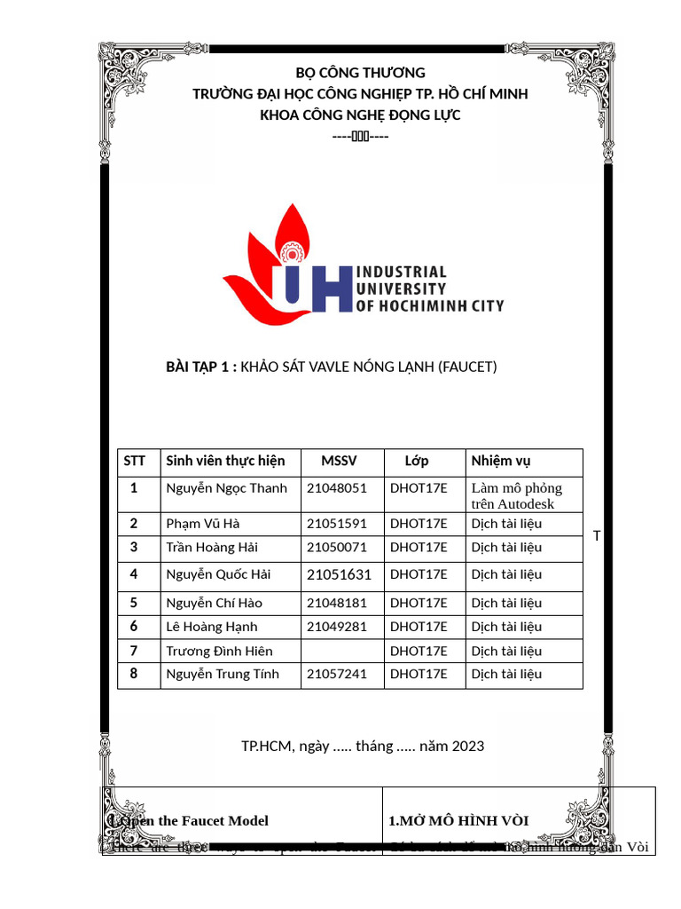 Khảo Sát Vavle Nóng Lạnh (Faucet) | PDF