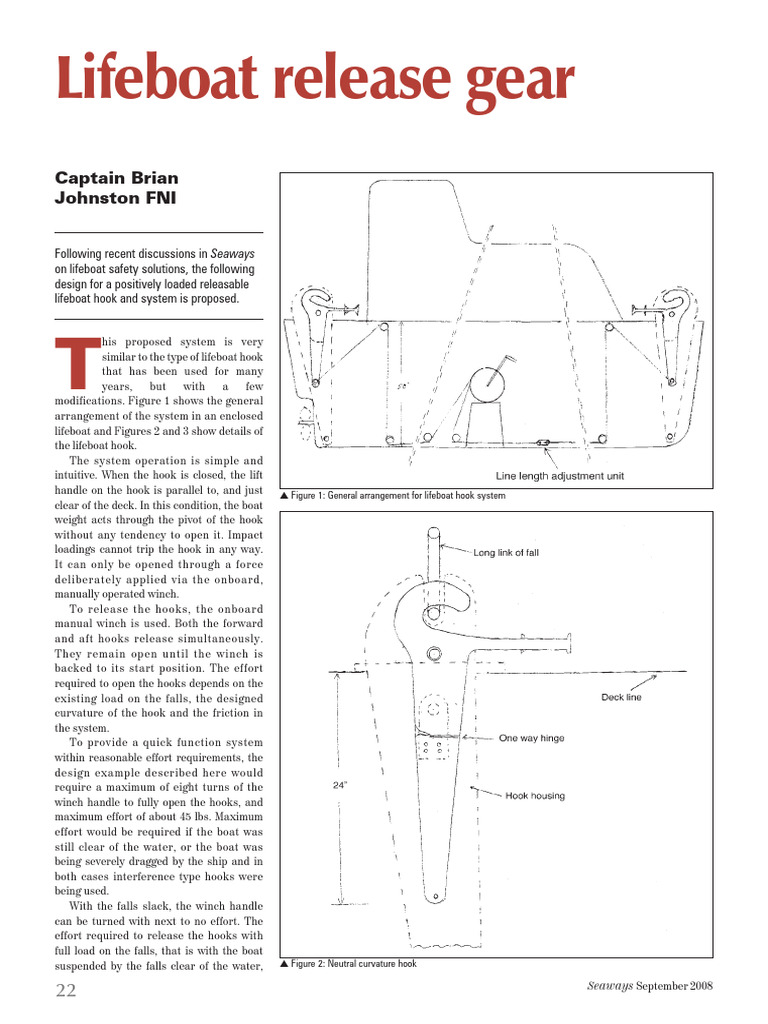 Lifeboat Release Gear: Captain Brian Johnston FNI | PDF | Friction ...