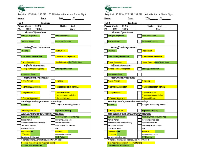 293-297 Annual and Semi Annual Check Flight Check List 030614 | PDF ...