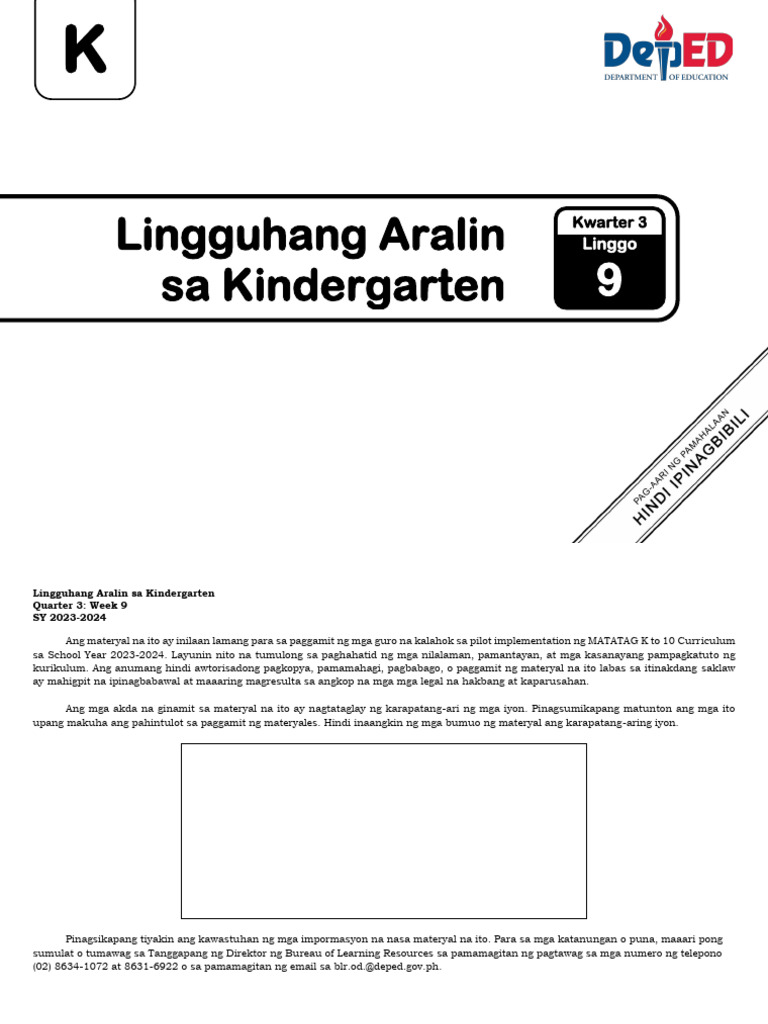 LE Kindergarten Q3 Week9 v2 | PDF