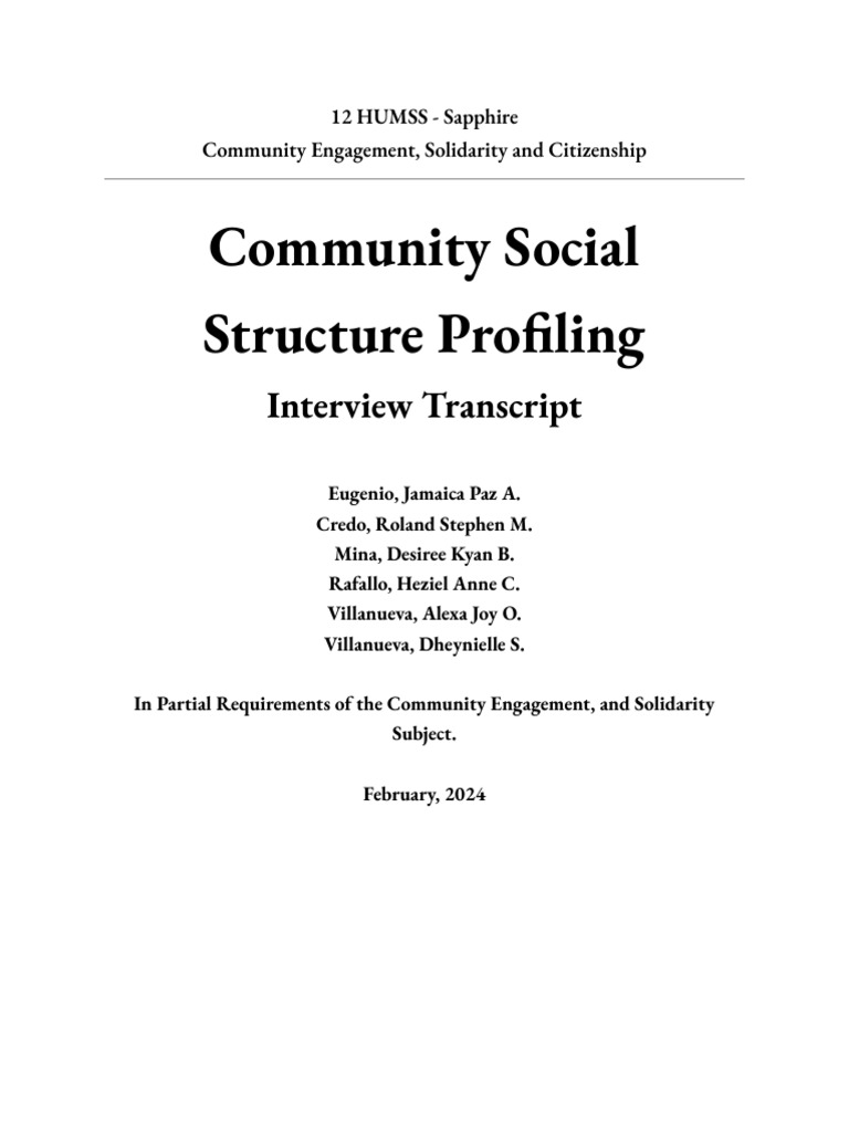 Barangay Salapan Community Profiling Interview | PDF